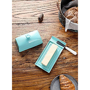 Butter Dish with Lid and Knife Spreader Set - Perfect for East and West Coast Butter, Turquoise - Better Butter & Beyond