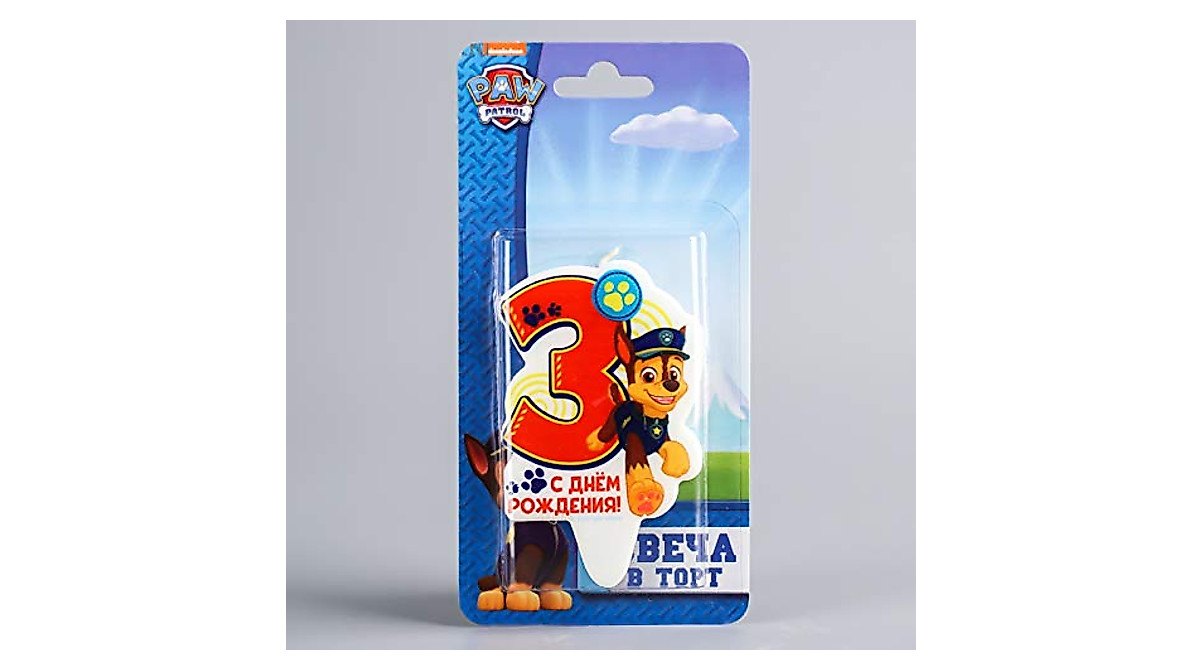 Paw Patrol Digit 3 Cake Topper Candle for Parties