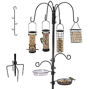 ERYTLLY Bird Feeding Station Kit Bird Feeder Pole Wild Bird Feeder Hanging Kit Planter Hanger Multi Feeder Hanging with Metal Suet Feeder Bird Bath for Attracting Wild Birds