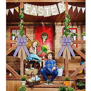 Spring Easter Ribbons for Wreath Bows Wrapping Gifts, Polka-Dots Purple Ribbons for Easter Decoration DIY Crafts, 2.48" X 10 Yards Spring Wired Edge Burlap Ribbon