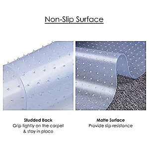 Yescom 60" x 46" Office Desk Chair Mat for Carpets Low Pile Rectangle PVC Floor Protector Studded Back 2.5mm with Lip