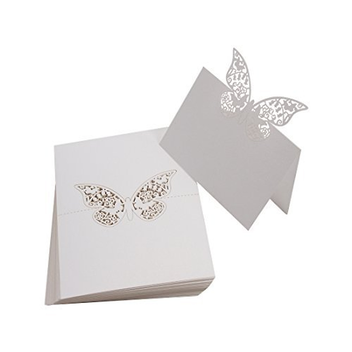 Vanki Pack of 50 Wedding Party Table Name Place Cards Favor Decor Butterfly Laser Cut Design