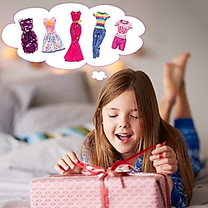 16 Pack Doll Clothes and Accessories 2 Fashion Dresses 2 Sequin Skirts 1 Long Dress 5 Tops and Pants Outfits 5 Shoes 1 DIY Sticker for 11.5 inch Girl Doll