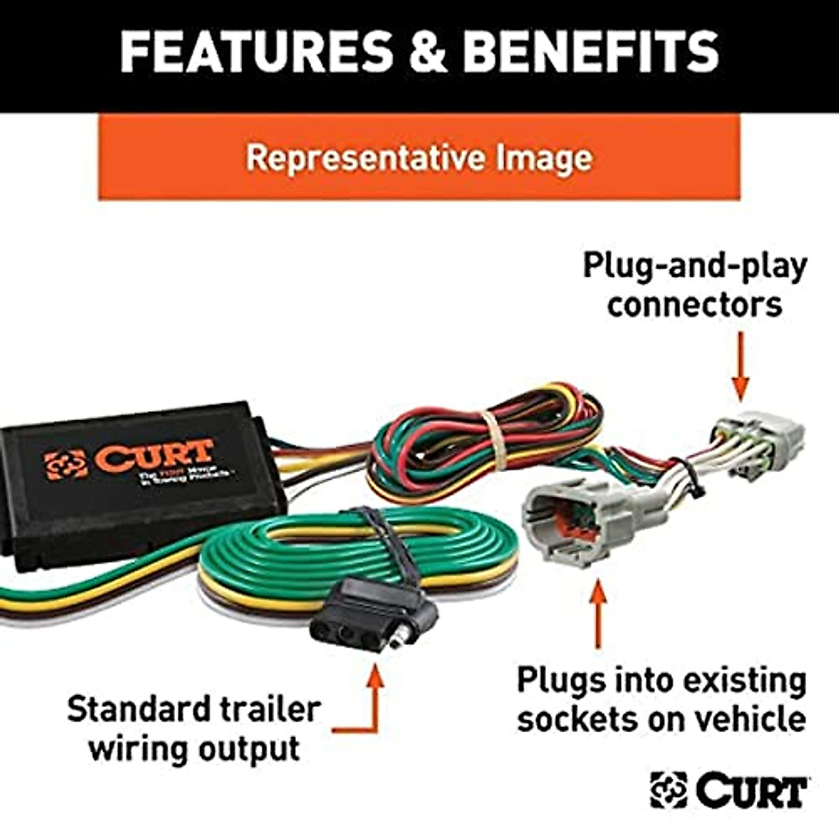 CURT 56284 Vehicle-Side Custom 4-Pin Trailer Wiring Harness, Fits Select Honda HRV