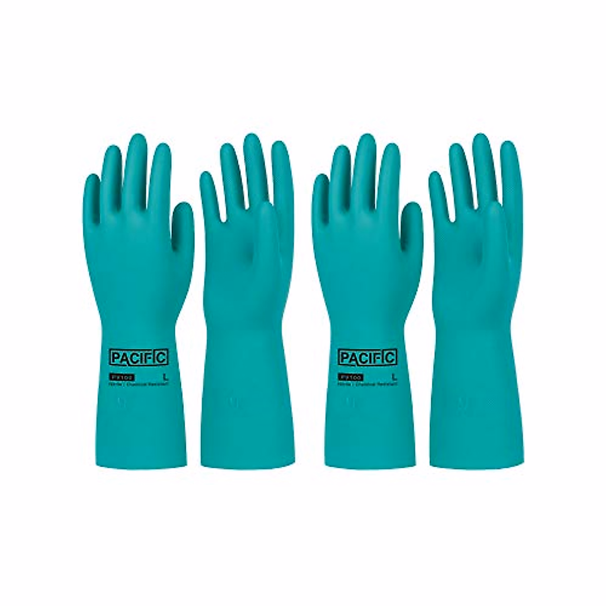 PACIFIC PPE 2 Pairs Nitrile Chemical Resistant Gloves, Flocked, Resist Strong Acid, Alkali, 15 mil, 12.6", X-Large