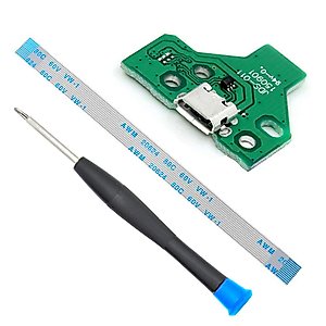 MMOBIEL Charging USB Port Replacement Compatible with PlayStation PS4 Controller Dualshock 4 Model: JDS-011 12 Pin Flex Cable Incl. (+) Screwdriver