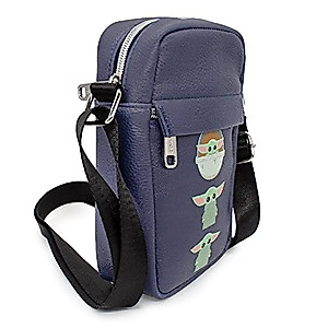 Buckle Down Star Wars Bag, Cross Body, The Mandalorian, The Child, Baby Yoda Carriage Pod Poses Navy, Vegan Leather