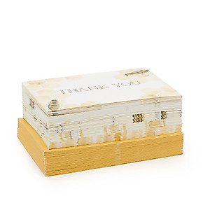 Pipilo Press 48 Pack Bee Thank you Cards Bulk, Bumblebee Honeycomb Design with Yellow Envelopes for Baby Shower, Birthdays (4x6 In)