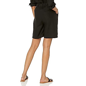 The Drop Women's Millie Pleated Long Walk Short- 7" Inseam, Black, L