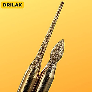Diamond Drill Bit Burr Set Titanium Coated Bur Including 1mm 2mm 3mm Compatible with Dremel Tool Mixed Shapes Standard Shank Shaft 30 pieces