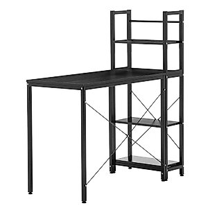 TimmyHouse Table Computer Desk with 4 Tier Bookshelves Multipurpose Study Home Office