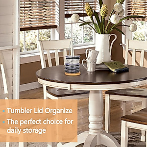 Whiidoom Tumbler Lid Organizer Cup Lid Organizer Freestanding Bamboo Tumbler Cup Organizer for Save Pantry, Countertop, Kitchen Cabinets Space (1)