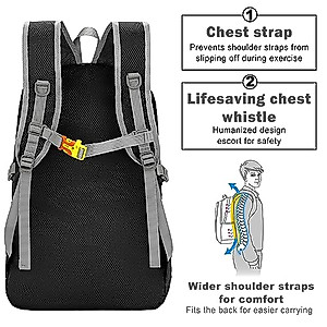 WEREWOLVES Lightweight Waterproof Foldable Small Backpack - Water Resistant Hiking Daypack for Outdoor Camping Travel (35L, Black)