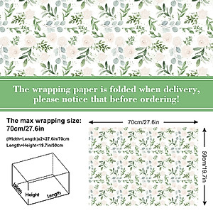 AnyDesign Greenery Wrapping Paper Watercolor Green Leaves Gift Wrap Bulk Eucalyptus Art for Wedding Baby Shower Bridal Spring DIY Crafts Packing, 8 Sheet, Folded Flat (A1767)