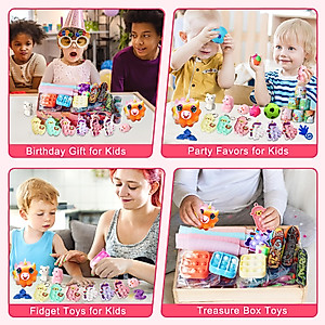 55 PCS Party Favors for Kids,Fidget Toys Bulk,Valentines Day Gifts for Kids,Treasure Chest Prizes,Goodies Bag Fillers,Treasure Box Toys Classroom Prizes