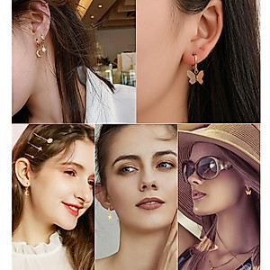 12 Pairs Gold Butterfly Dangle Earrings for Women - Mini Hoop Earrings for Women Butterfly Earrings Cartikage Earrings Snake Earrings Moon Star Earrings Sun Earrings Set for Women Cute Earrings Pack