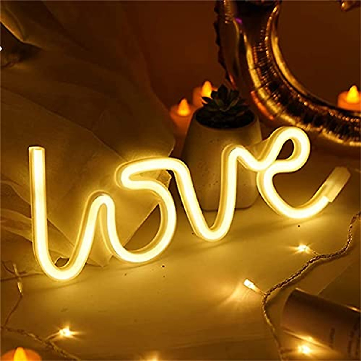 Nordstylee Neon Love Light Signs, Led Love Night Lights Decor Lights for Kid's Gift, Wall/Room Decor, Birthday Party, Christmas, Wedding Decoration(Warm White)