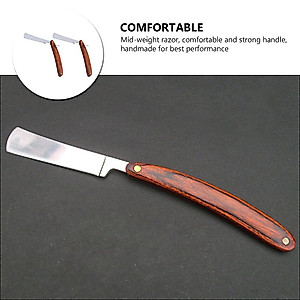 HEALLILY 2Pcs Straight Razor Vintage Folding Shaving Razor Manual Shaver Old Fashion Beard Shaver with Wood Handle Barber Shaver Tool
