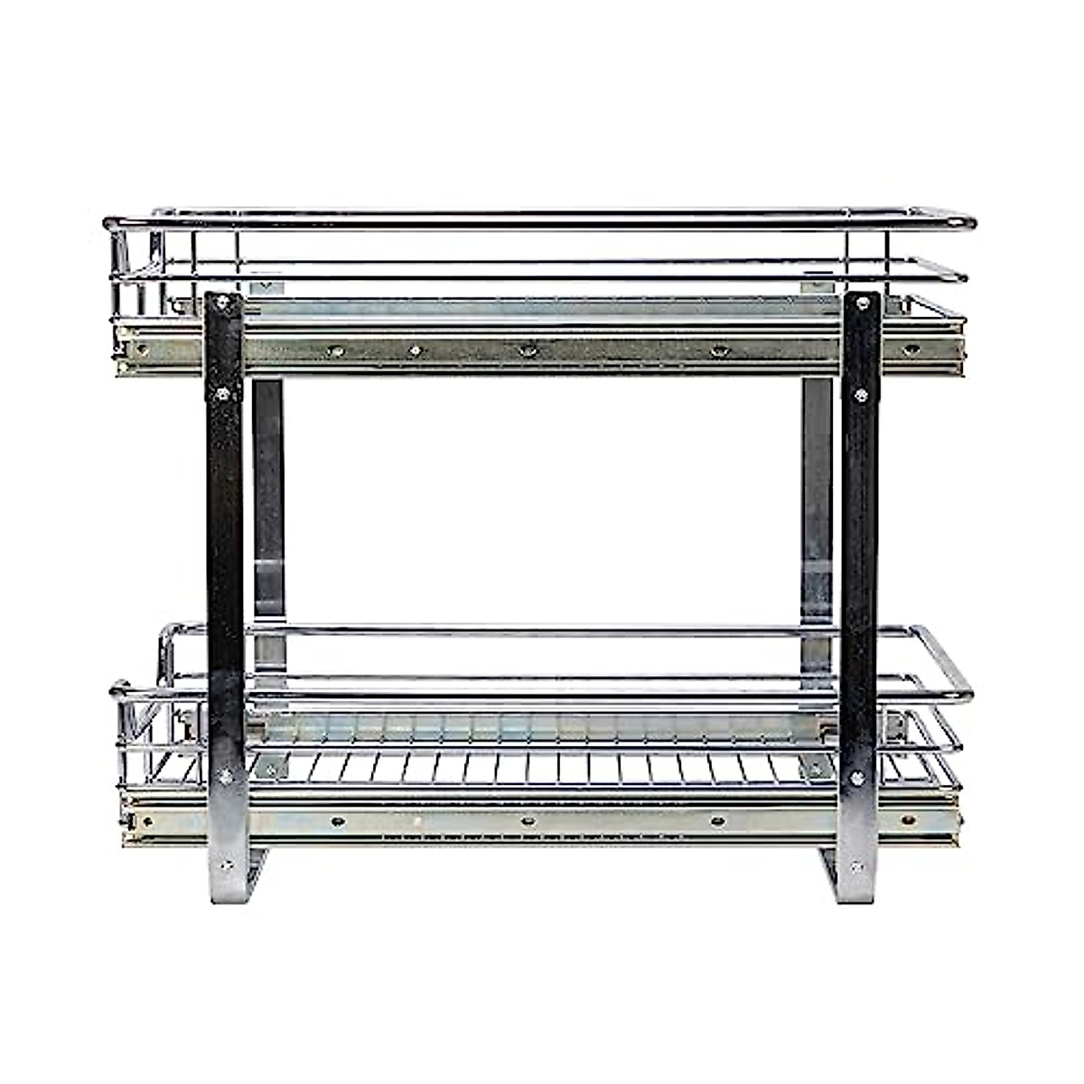 Household Essentials Glidez Slide Out Cabinet Organizer, 14.5” Wide, Durable Chrome-Plated Steel Frame, Dual Baskets and Smooth Glides, Heavy-Duty and Space-Optimizing, Simple Assembly and Installation, Chrome