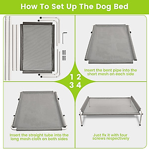 Fattong's Lab Dog Bed, Elevated Dog Cot with Metal Frame and Washable mat, Strong Load Bearing,Medium Size,29.5 * 22.4 * 7.8 Inch,Grey.