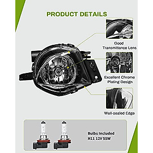 AUTOSAVER88 Fog Lights Compatible with 06-08 2006 2007 2008 BMW E90 3 Series 323i / 325i / 325xi / 330i / 330xi / 335i / 335xi / 328i / 328xi Fog Light Replacement ,with 12V 55W H11 Bulbs