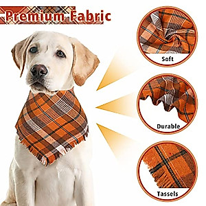 Whaline Fall Dog Bandana Autumn Dog Bibs Rustic Vintage Plaids Reversible Washable Triangle Dog Scarf Pet Neckerchief for Small Medium Large Pet Cat Dog Thanksgiving Costume Accessories, 2 Pack