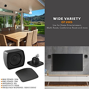 PyleUsa Mini Satellite Speaker - 3'' Surface-Mount Satellite Loudspeaker System for Subwoofer (Pair), Use for Subwoofer-Satellite Loudspeaker System, Stylish, Minimalistic Design PD4STP,Black