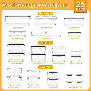 Fyrnova 34 PCS Food Storage Containers with Lids (17 Containers & 17 Airtight Lids), Leak Proof Plastic Meal Prep Container for Pantry & Kitchen Organization, BPA-Free with Labels & Marker