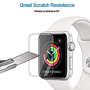 Tourist [3 Pack] Compatible for Apple Watch Tempered Glass Screen Protecto 38mm Series 3 / 2 / 1, 9H Hardness, Anti-scratch, Anti-fingerprint, Anti-bubble Easy Installation with Lifetime Replacements