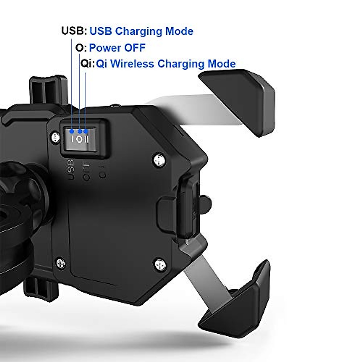 iMESTOU Motorcycle Wireless 15W Qi/USB Quick Charger 3.0 Phone Holder 2 in 1 Mount on 22-32mm Handlebar or Rear-View Mirror Fast Charging for 3.5-6.8 inch Cellphones