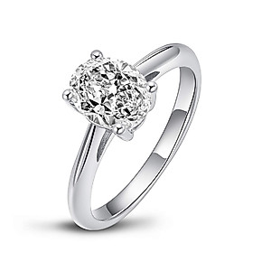 DYUNQ Engagement Rings for Women Cubic Zirconia Ring 2 Carat 925 Sterling Silver Rings Solitaire CZ White Gold Rings Simple Bridal Sets Wedding Annivesary Promise Rings Oval Cut Ring