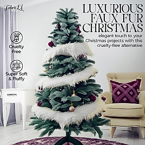 FabricLA Fur | Faux Fur Fabric | White Fur Ribbon Trim Fabric - 3" Wide x 36" Long (3 FT) Fake Fur Fabric - Soft Christmas White Faux Fur for Crafting, Sewing, and Decorating, Fur Trim Fuzzy Fabric