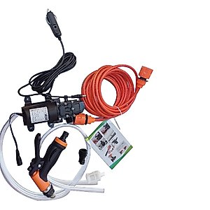 Portable Electric Pressure Washer Pump Intelligent High Pressure Powerful Washing Kit with 20Ft PVC Hose for Home Cleaning Car Garden Projects (100W 160PSI 12V)