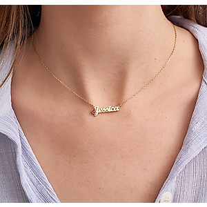 DayOfShe 925 Sterling Silver Name Necklace Personalized Birthstone Necklace Mother Gifts for Women