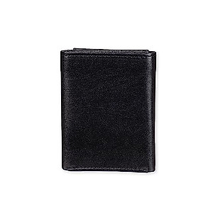 Amazon Essentials Men's Vertical Trifold Leather Wallet, Black, One Size