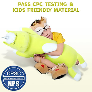 MorisMos 36.2" Unicorn Body Pillow Large Hugging Pillow Unicorn Stuffed Animal,Soft Plush Toy for Kids Girl, Animal Body Pillow for Christmas Birthday Valentine's Day, Green