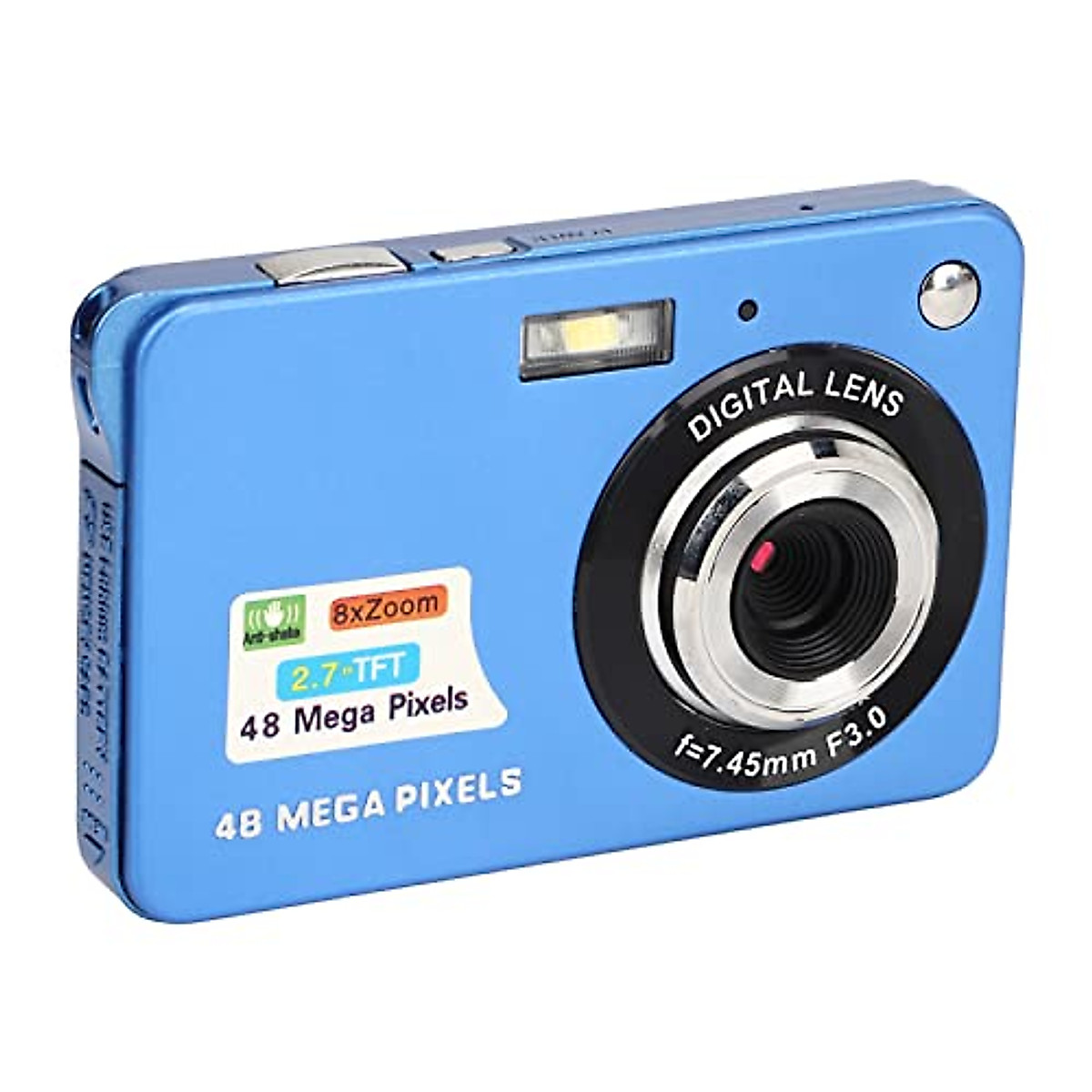 Digital Camera, 4K Digital Camera 2.7in LCD Display 8X Zoom Anti Shake Vlogging Camera for Photography Continuous Shooting (Blue)