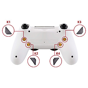 eXtremeRate White Dawn Programable Remap Kit for PS4 Controller with Upgrade Board & Redesigned Back Shell & 4 Back Buttons - Compatible with JDM-040/050/055 - Controller NOT Included
