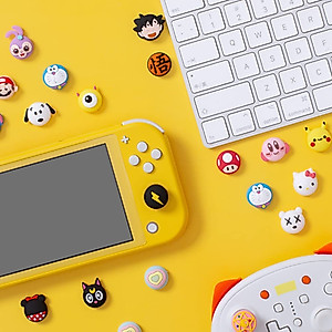 PERFECTSIGHT Cute Switch Thumb Grip Caps Compatible with Nintendo Switch OLED/Lite Console, Kawaii Soft Silicone Analog Stick Button Cover for NS Joycon Controller, 4PCS Joystick Cap for Kirby Fans