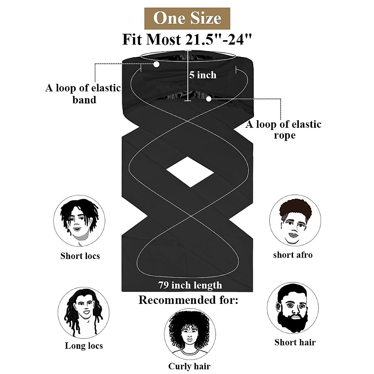 Ababalaya Satin Lined Open Turban Headband Mens Sweatband Sports Headband for Running,Cycling,Basketball,Yoga,Fitness Workout Stretchy Unisex Hairband, Black, 1 PCS