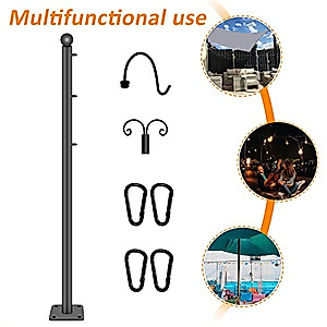 Sun Shade Sail Poles Can Be Used to Hang Shade Canvas, Holiday Lights, Canopy Awning, Flags Length After Assembly is 265 cm / 104.33 inch