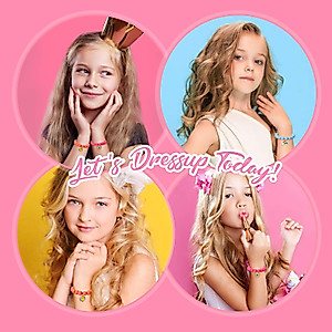 PinkSheep Unicorn Beads Pendant Bracelet for Kid Girl, 6PC, Rainbow Monster Sun Flower Heart Meteor Charm Friendship Bracelet Good Friend Gift