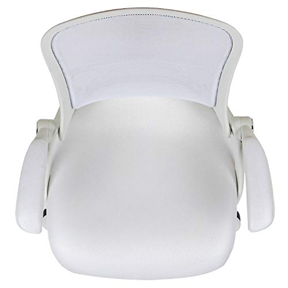 Flash Furniture High Back White Mesh Ergonomic Swivel Office Chair with White Frame and Flip-up Arms 26.5D x 26.5W x 44H in