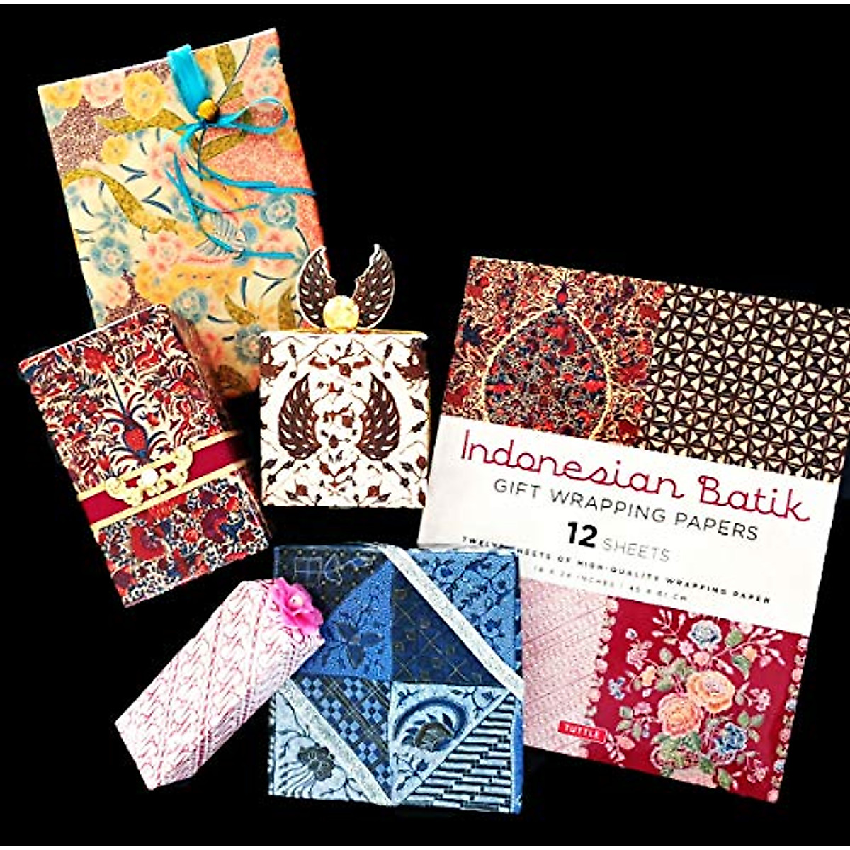 Indonesian Batik Gift Wrapping Papers - 12 Sheets: 18 x 24 inch (45 x 61 cm) Wrapping Paper