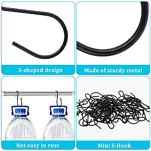 Giantree 60Pcs Mini S Hooks, 1 Inch Small S Hooks for Hanging Small Metal Hooks S Hooks Black, S Shaped Mini Hooks for DIY Crafts Jewellery Hanging Key Chain and Name Plate(Black)