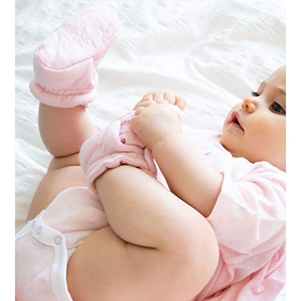 Burt's Bees Baby Baby Booties, Organic Cotton Adjustable Infant Shoes Slipper Sock, Eggshell White, 6-9 Months