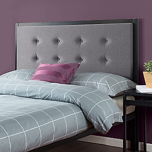 ZINUS Barbara Upholstered Headboard Button Tufted Upholstery, Easy Assembly, Queen, Gray