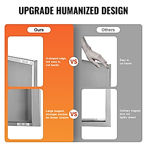 VEVOR BBQ Access Door 17W x 24H Inch, Vertical Single BBQ Door Stainless Steel with Recessed Handle, Outdoor Kitchen Doors for BBQ Island, Grill Station, Outside Cabinet