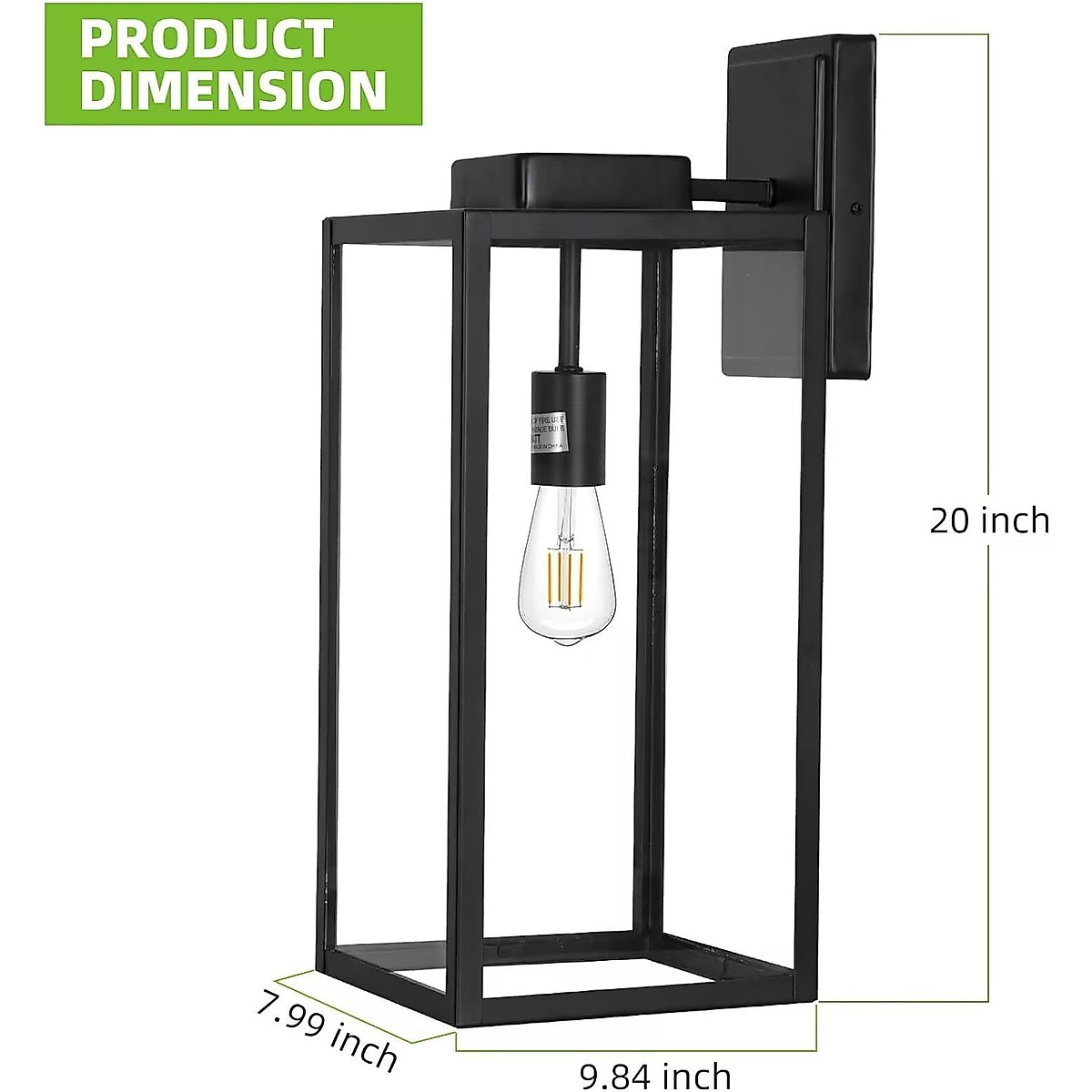 Extra Large Outdoor Wall Lantern,20 Inch Outdoor Wall Lights, Exterior Waterproof Wall Sconce, Anti-Rust Wall Mounted Lighting with Glass Shade, Matte Black Wall Lamp with E26 Socket for Porch, 2 pack