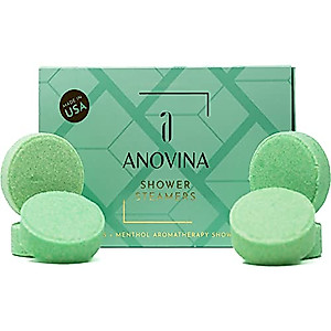 Anovina 6XL Shower Steamers Eucalyptus and Menthol - Made in USA - Aormatherapy Shower Steamers, Relaxation Bath Gifts for Women and Men, Eucalyptus for Shower, Shower Bombs Aromatherapy